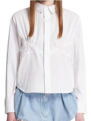 Sacai Long Sleeve Shirt With Lace Splicing - White