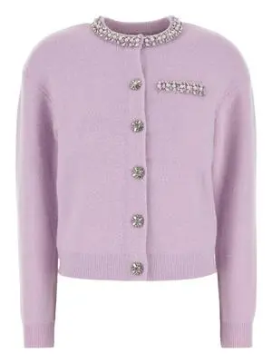 SELF-PORTRAIT Self-Portrait Pearl Trim Ribbed Knit Cardigan