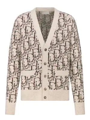 Dior Monogrammed Intarsia Cardigan - Nude