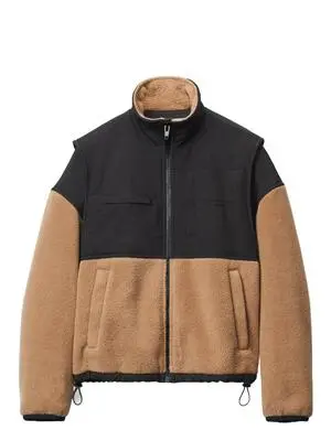Alexander Wang Panelled Zip Fleece Jacket - Black