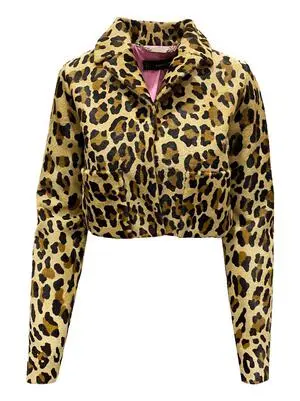 Dsquared2 Leopard Print Cropped Jacket - Black