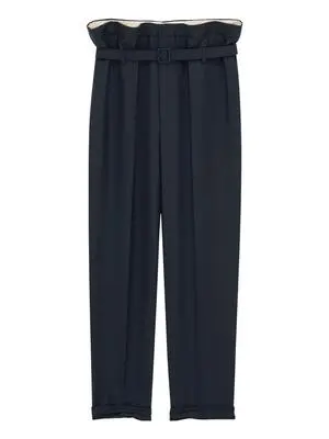 Saint Laurent Paperbag Belted Mid-rise Pants - Black