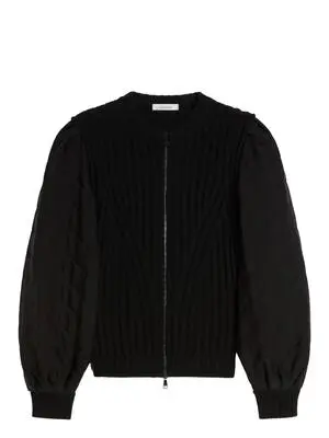 Max Mara Zip-up Ribbed Cardigan - Black