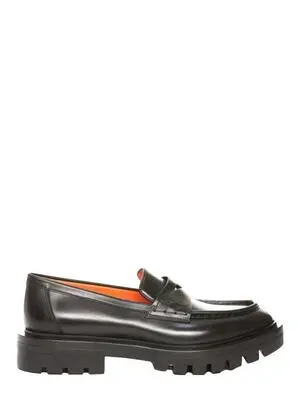 Santoni Round-toe Slip-on Loafers - Black