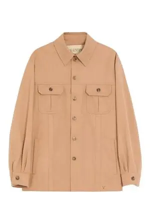 Valentino Garavani Button-up Gabardine Shirt Jacket - Camel