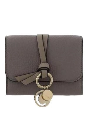 Chloé Logo Plaque Tri-fold Wallet - Gray
