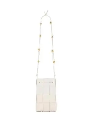 Bottega Veneta Intrecciato Strapped Bucket Bag - White