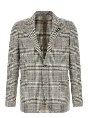 LARDINI Single-breasted Checked Blazer - Grey