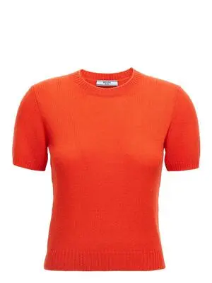 PRADA Prada Ribbed Knit Short-Sleeve Crewneck Sweater
