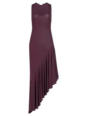 Alaïa Asymmetrical Draped Ruffled Dress - Red