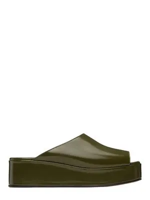THE ROW Round Toe Platform Slippers - Green