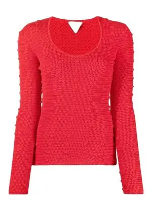 Bottega Veneta Pompom Detail Knitted Top - Red