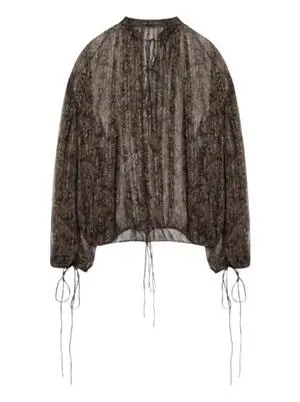 Saint Laurent Saint Laurent Paisley Printed Sheer Drawstring Top Brown