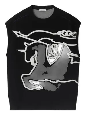 Burberry Logo-knit Gilet - Black/chalk