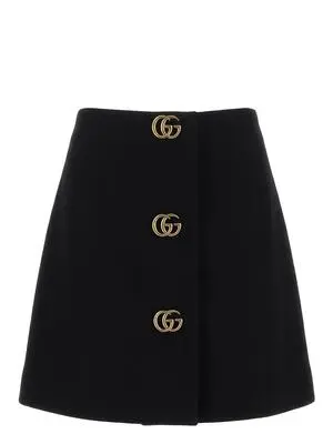 GUCCI Gucci Double G Button Crêpe Skirt