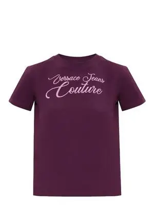 Versace Rhinestone Embellished Crewneck T-shirt - Red