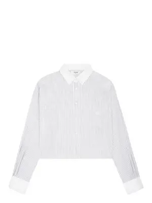 Celine Cropped Striped Poplin Shirt - Chalk White/navy Blue