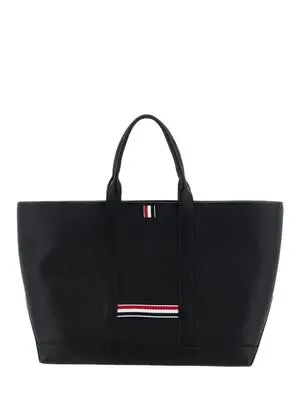 Thom Browne Medium Leather Tote Bag - Black