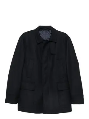 Tagliatore Long-sleeved Casual Jacket With Stand Collar - Navy Blue