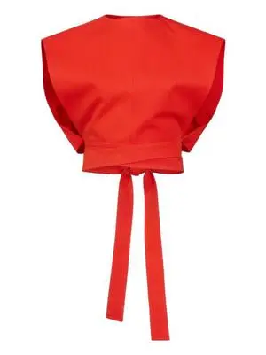 Alaïa Belted Wrap Top - Red