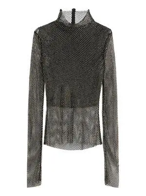 Sportmax Embellished High Neck Long-sleeved Top - Black
