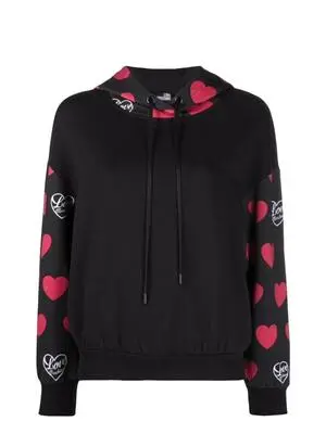 Moschino Heart Logo Print Hoodie - Black