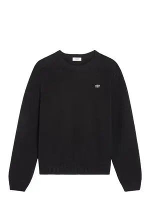 Celine Crew Neck Sweater In Wool And Cashmere - Black