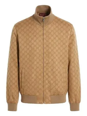 Gucci Monogrammed Zip-up Jacket - Camel
