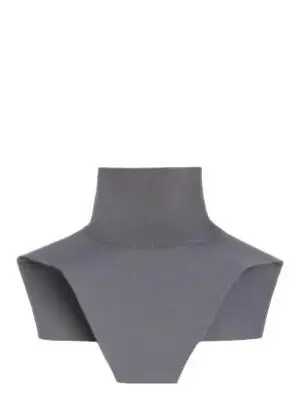 JIL SANDER Ribbed High Neck Half Top - Shadow