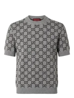 Gucci Gg Wool Jacquard Reversible Top - Gray