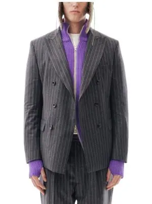 LC23 Lc23 Long Sleeve Double Breasted Blazer With Pin Stripes
