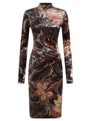 Etro Printed Chenille Midi Dress - Grey