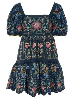 FARM RIO Farm Rio Garden Embroidered Square Neck Mini Dress
