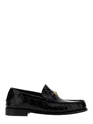 Versace Medusa Embossed Slip-on Loafers - Black/gold