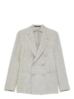 Tagliatore Tagliatore Double-Breasted Houndstooth Jacket Grey White