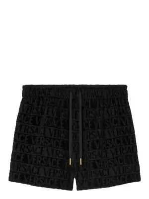 Versace Printed Drawstring Waist Shorts - Black