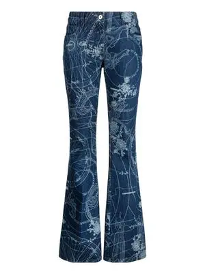 Off-White Printed Low-rise Flared Jeans - Blue