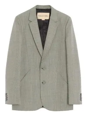 Valentino Garavani Houndstooth Single-breasted Jacket - Gray