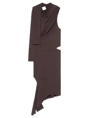 COURREGES Courreges Off-Shoulder Cut-Out Midi Dress Chocolate