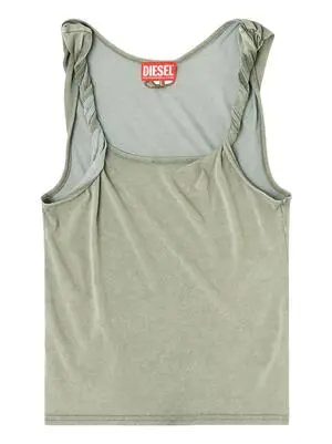 DIESEL® Logo Embroidered Ribbed Tank Top - Gray