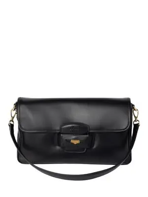 Miu Miu Miu Miu Penny Leather Shoulder Bag Black