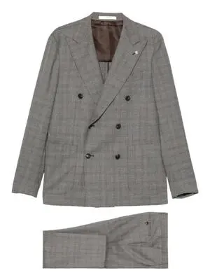 Tagliatore Checked Double-breasted Suit Set - Grey