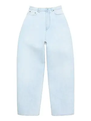 Acne Studios Light Wash Denim Trousers With Embroidered Bows - Blue
