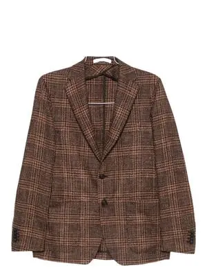 Tagliatore Plaid Single-breasted Blazer - Brown
