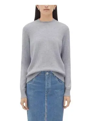 Bottega Veneta Intrecciato Leather Patches Jumper - Gray