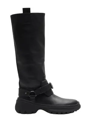 Burberry Buckle-detailed Knee-high Boots - Black