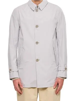 Herno Long Sleeve Button-up Jacket With Classic Collar - White