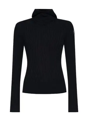 MONCLER Moncler Ribbed Logo Patch Knit Hoodie