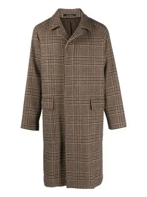 Tagliatore Checked Single-breasted Coat - Brown