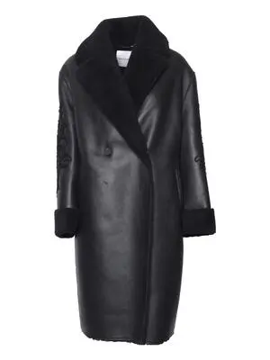 ERMANNO SCERVINO Ermanno Scervino Long-Sleeved Double-Breasted Coat With Faux Fur Trim And Embroidery